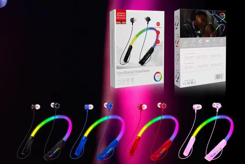 Bluetooth sport earphones with LED night light, support to play music ...
